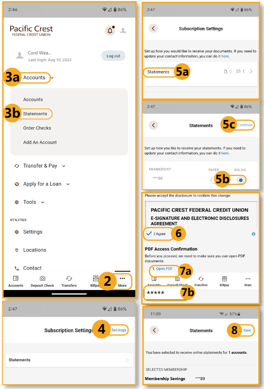 How to enroll in E-statements - Pacific Crest Federal Credit Union